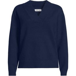 LANDS' END CashTouch Pullover mit V-Ausschnitt, Damen, size: regular, Blau, Baumwoll-Mischung/Polyester-Mischung/Nylon-Mischung, by Lands' End