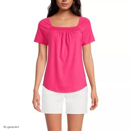 LANDS' END Baumwoll/Modal-Shirt mit gesmoktem Ausschnitt f&uuml;r Damen, Damen, size: regular, Pink, Baumwolle Modal, by Lands' End