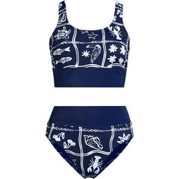 LANDS' END Komfort-Midkini, Damen, size: regular, Blau, Elasthan/Metall/Nylon-Mischung, by Lands' End