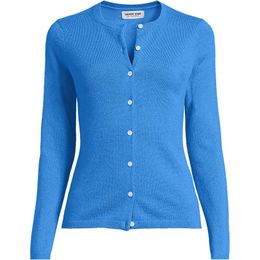 LANDS' END Kaschmir-Cardigan mit rundem Ausschnitt, Damen, size: regular, Blau, Kaschmir, by Lands' End