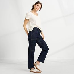 LANDS' END Kn&ouml;chellange Soft Denim Cargojeans f&uuml;r Damen, Damen, size: regular, Blau, Elasthan/Baumwoll-Mischung, by Lands' End