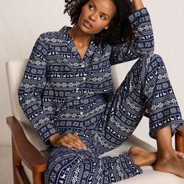 LANDS' END Pyjama-Set aus reinem Baumwoll-Flanell f&uuml;r Damen, Damen, size: regular, Blau, Baumwolle, by Lands' End