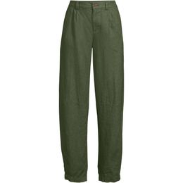 LANDS' END Premium Reinleinen-Barrelhose mit Bundfalten, Damen, size: regular, Gr&uuml;n, Leinen, by Lands' End