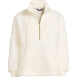 LANDS' END Teddy-Pullover mit Rei&szlig;verschluss f&uuml;r Damen, Damen, size: regular, Elfenbein, Polyester, by Lands' End