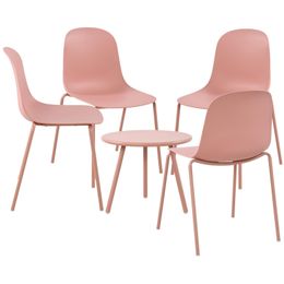 CLP 4er Sitzgruppe Berdin I Garten-Set 4x Stuhl stapelbar und 1x Tisch I Outdoor-Set wetterfest und UV-best&auml;ndig I Gartenm&ouml;bel