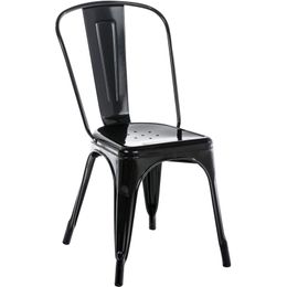 CLP Stapelstuhl Metall mit Lehne Benedikt, Bistrostuhl stapelbar f&uuml;r Gastronomie und K&uuml;che, Design-Stuhl robust belastbar bis 200 kg