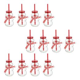 Novaliv 12x Tassen Gl&uuml;hwein 260 ml Personalisierte Weihnachtstasse mit Trinkhalm - Schneemann als Gl&uuml;hweinbecher - Weihnachts Motiv Tasse mit Deckel und Strohhalm Weihnachtstassen Handw&auml;rmer Mugs