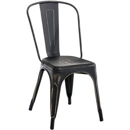 CLP Stapelstuhl Metall mit Lehne Benedikt, Bistrostuhl stapelbar f&uuml;r Gastronomie und K&uuml;che, Design-Stuhl robust belastbar bis 200 kg