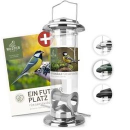 wildtier liebe Futters&auml;ule f&uuml;r Samen, K&ouml;rner & Kerne 23,5cm, Silber