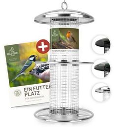 wildtier liebe Futterspender f&uuml;r Erdn&uuml;sse 26cm, Silber