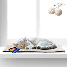 Rohrschneider &reg; Selbstw&auml;rmende Katzendecke, Fensterliege mit rutschfester Unterlage beige 60 cm, 2 cm, 29 cm