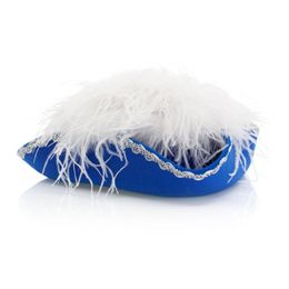 buttinette Kinder-Garde-Dreispitz "Strau&szlig;enfedern", blau/wei&szlig;