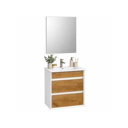 Vcm 3-tlg Set, Waschplatz f&uuml;r G&auml;ste WC, schmales G&auml;stebad, Waschtisch Toilette, Badm&ouml;bel Badezimmer Set - Exila