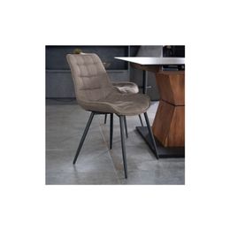 Home Deluxe Polsterstuhl Esszimmer Webstoff IKALO &ndash; 2er Set Grau/Braun