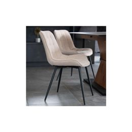 Home Deluxe Polsterstuhl Esszimmer Cord IKALO &ndash; 2er Set Creme