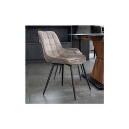 Home Deluxe Polsterstuhl Esszimmer Samt IKALO &ndash; 2er Set Hellbraun