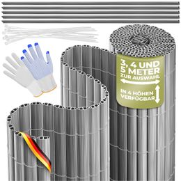 Kesser&reg; PVC Sichtschutzmatte Sichtschutzzaun Balkonverkleidung Windschutz verst&auml;rkte Lamellen f&uuml;r Garten Balkon & Terrasse Balkonumrandung inkl Kabelbindern, Abdeckung & Handschuhe