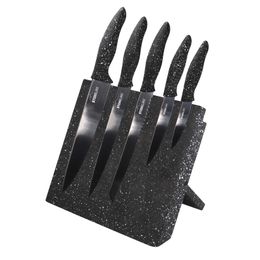 Stoneline&reg; Edelstahl Messerblock magnetisch, 5-teiliges Messer Set mit Block und klappbarem St&auml;nder, Universal Messerblock mit K&uuml;chenmesser Set, schwarz