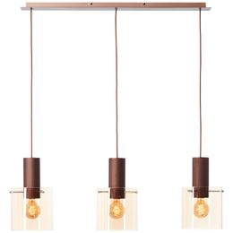 Brilliant Pendelleuchte Petje, 90 x 20 x 120 cm, E27, Metall Glas, Kaffee Bernstein