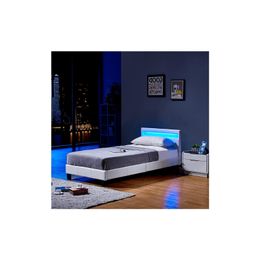 Home Deluxe LED Bett ASTRO mit Matratze - 90 x 200 cm Wei&szlig;