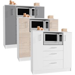 Vcm K&uuml;chenschrank Ma&szlig;e ca. H. 110 x B. 109 x T. 40 cm Mikrowellenschrank mit drei Schubladen Unterschrank schlicht K&uuml;chenm&ouml;bel - Esilo
