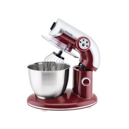 H.Koenig KM80 K&uuml;chenmaschine / 5 L Sch&uuml;ssel aus Edelstahl / bis zu 2kg Teig / 3 Aufs&auml;tze / 1000 W / 4 Geschwindigkeitsstufen / rot