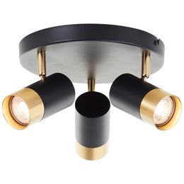 Brilliant Deckenstrahler Vigolo LED Deckenspot, &Oslash; 29 cm, 3x GU10, 350lm, 3000K, dimmbar, schwarz gold