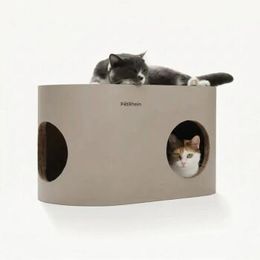 PetRhein 3-in-1 Kratzbrett f&uuml;r Katzen aus Kratzpappe gro&szlig;es Katzenh&ouml;hle mit Kratzmatte & Katzenbett &ndash; 64 x 35 x 36 cm&ndash; Stabiles Kratzpappe, Minimalistisches Kratzm&ouml;bel f&uuml;r Katzen
