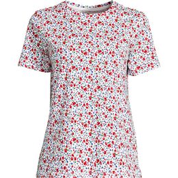 LANDS' END Supima Kurzarm-Shirt mit rundem Ausschnitt f&uuml;r Damen, Damen, size: regular, Elfenbein, Baumwolle, by Lands' End