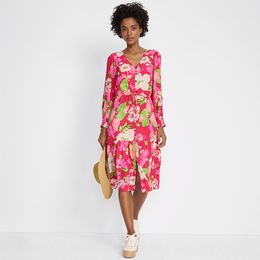 LANDS' END Gemustertes Midikleid f&uuml;r Damen, Damen, size: regular, Pink, Viskose, by Lands' End