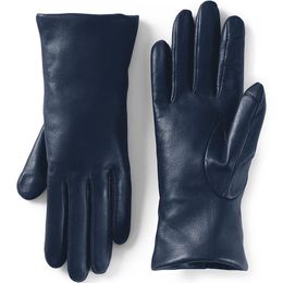 LANDS' END Lederhandschuhe mit Kaschmirfutter, Damen, size: regular, Blau, Kaschmir/Leder, by Lands' End