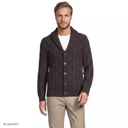 LANDS' END Schalkragen-Cardigan aus Baumwoll/Wollmix, Herren, size: regular, Braun, Baumwoll-Mischung/Woll-Mischung/Nylon-Mischung, by Lands' End