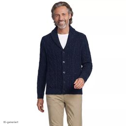 LANDS' END Schalkragen-Cardigan aus Baumwoll/Wollmix, Herren, size: regular, Blau, Baumwoll-Mischung/Woll-Mischung/Nylon-Mischung, by Lands' End