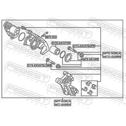 FEBEST Halter, Bremssattel 0477C-GGRLH Hinterachse links f&uuml;r MITSUBISHI