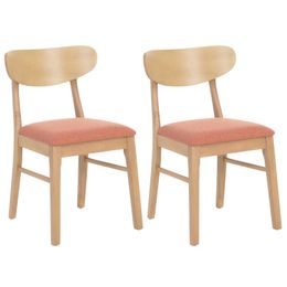 2er-Set Esszimmerstuhl MCW-M59, K&uuml;chenstuhl Stuhl, Stoff/Textil Massiv-Holz ~ helles Gestell, terrakotta