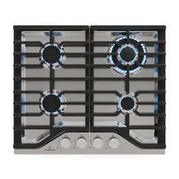 Klarstein Turbocast Gaskochfeld 304er Edelstahl 4-Brenner Profi-Gusseisenhalter Wok-Brenner