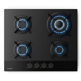 Klarstein Goldflame Nano Gaskochfeld 4 Messingbrenner 8 kW Nano-Beschichtung LPG/Erdgas Schwarz 4