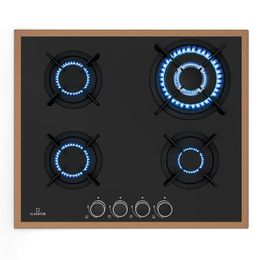 Klarstein Lumiflame Gaskochfeld 4 Brenner Kupferrahmen Elektrische Z&uuml;ndung 8 kW Leistung