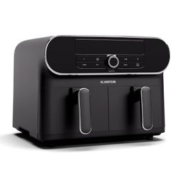 Klarstein AuraAir Color Touch Hei&szlig;luftfriteuse 2 F&auml;cher 10 l 1700 W 80 - 200 &deg;C 8 Programme Schwarz/Silber-Metallic