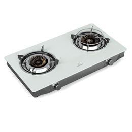 Klarstein Barzona Campingkocher 2 Brenner 3,4 kW & 4,3 kW Glasplatte Edelstahl mobil einsetzbar Wei&szlig; 2 Brenner
