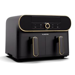 Klarstein AuraAir Color Touch Hei&szlig;luftfriteuse 2 F&auml;cher 10 l 1700 W 80 - 200 &deg;C 8 Programme Schwarz/Antik-Gold-Metallic