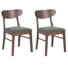 2er-Set Esszimmerstuhl MCW-M59, K&uuml;chenstuhl Stuhl, Stoff/Textil Massiv-Holz ~ dunkles Gestell, dunkelgr&uuml;n