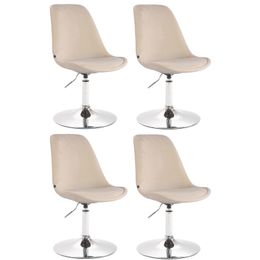 CLP 4er Set Esszimmerst&uuml;hle Maverick Samt chrom - Farbe: creme, Gestellfarbe: chrom