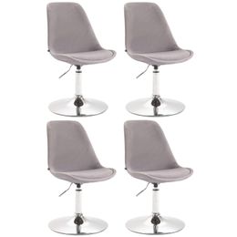 CLP 4er Set Esszimmerst&uuml;hle Maverick Samt chrom - Farbe: grau, Gestellfarbe: chrom