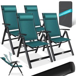 Kesser&reg; Gartenstuhl Hochlehner mit Armlehnen Aluminium Klappstuhl inkl. Kopfkissen Campingstuhl 7-Fach Verstellbar R&uuml;ckenlehne Atmungsaktiv & Wetterfest Klappbar & Anti-Rutsch