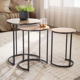 FineBuy Beistelltisch 3er Set Rund Metall Satztisch Couchtisch Dekotisch 3-teilig gold