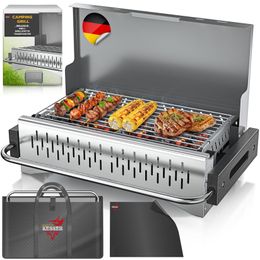 Kesser&reg; Klappgrill tragbarer Camping Grill Holzkohlegrill aus pulverbeschichtetem Stahl inklusive Grillrost, Grillmatte & Tragetasche Faltbar BBQ ideal f&uuml;r Camping, Picknick & Angeln
