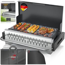 Kesser&reg; Klappgrill tragbarer Camping Grill Holzkohlegrill aus pulverbeschichtetem Stahl inklusive Grillrost, Grillmatte & Tragetasche Faltbar BBQ ideal f&uuml;r Camping, Picknick & Angeln