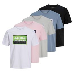 Jack & Jones JCOLOGAN SUMMER PRINT TEE CREW 5PK MP Herren T-Shirt