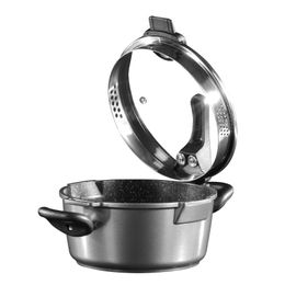 Stoneline&reg; FUTURE Kochtopf 28 cm, mit Sieb-Glasdeckel, induktionsgeeignet, Aluguss, Antihaftbeschichtung mit echten Steinpartikeln